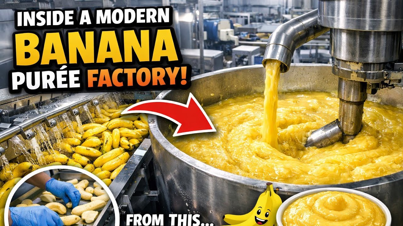 Inside a Modern Banana Purée Factory 🍌 | From Fresh Bananas to Thick ...