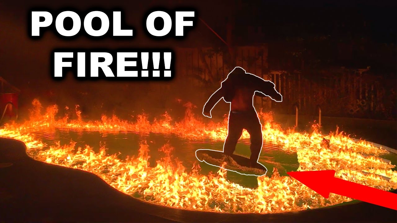 SKIMMING ACROSS POOL OF FIRE!!! (Do Not Attempt) | JOOGSQUAD PPJT - YouTube
