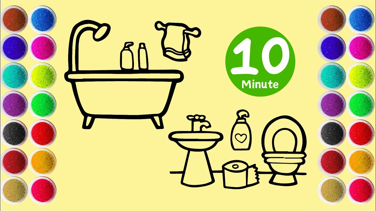 Special Coloring Toilet Seat and Toilet Paper and Bathtub Using Colored ...