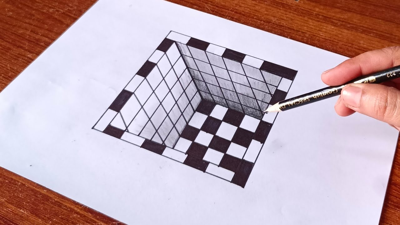 Easy 3d drawing on paper - How to draw 3d / Optical illusion / learn to ...