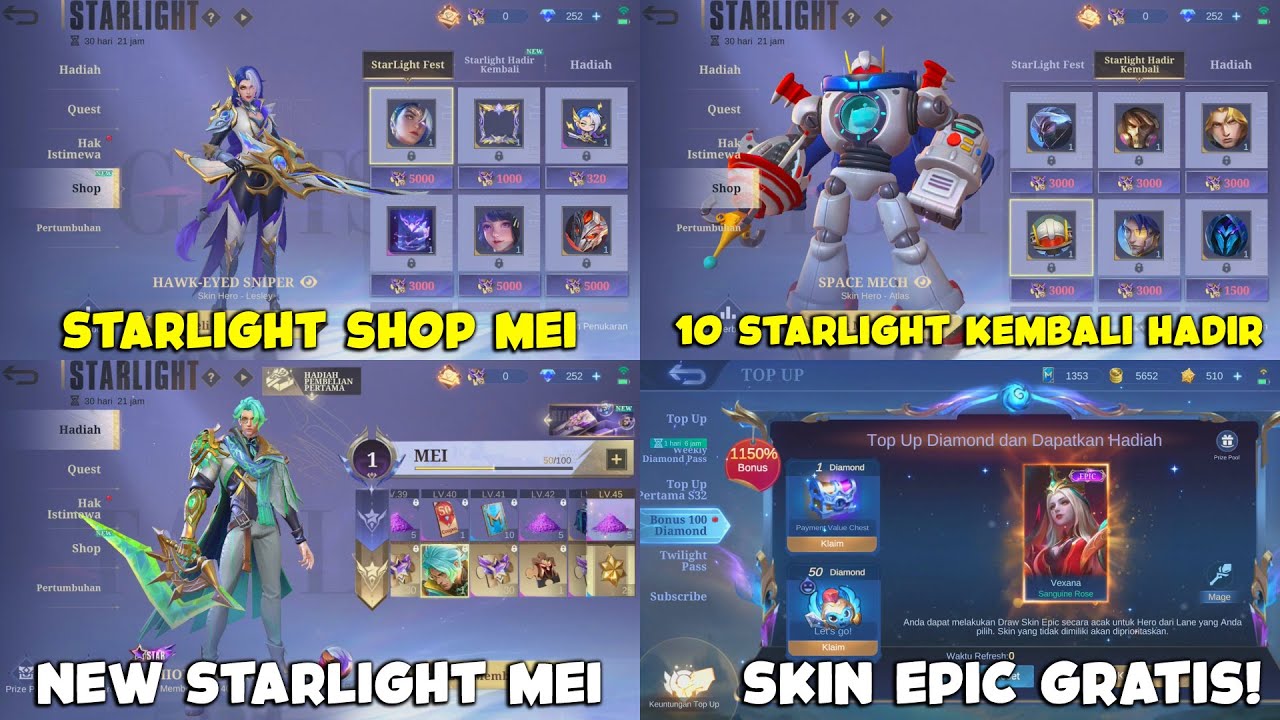 UPDATE STARLIGHT SHOP MEI - JULI 2024 & EVENT SKIN EPIC GRATIS ORIGINAL ...