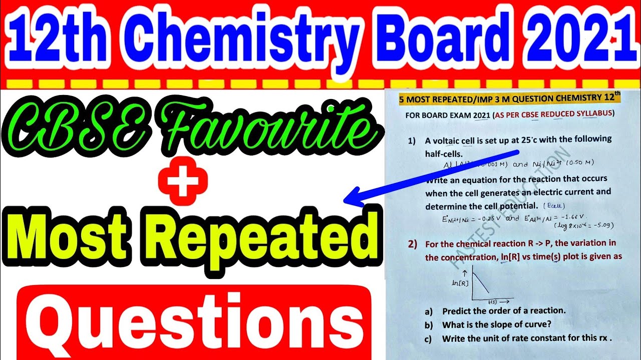 CBSE Favourite Most Repeated Questions Of Class 12th Chemistry Board cbse-favourite-most-repeated-questions-of-class-12th-chemistry-board