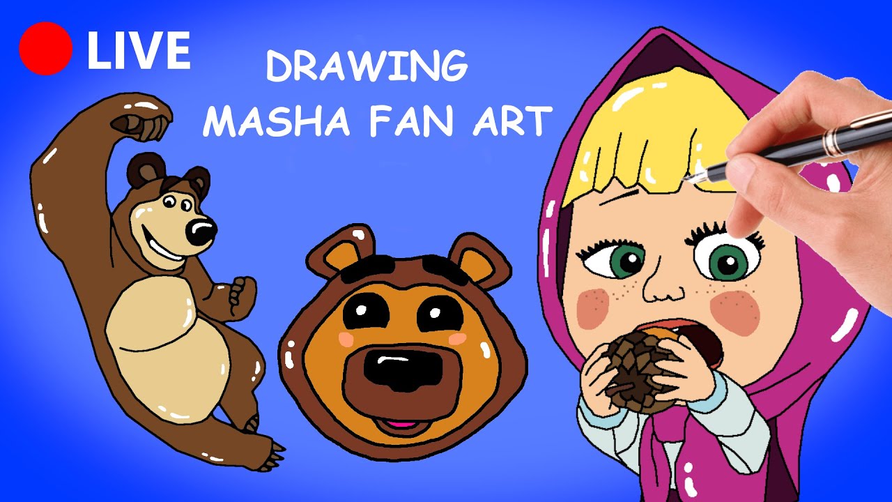 🔴ASMR MASHA AND THE BEAR (DRAWING FAN ART) - YouTube
