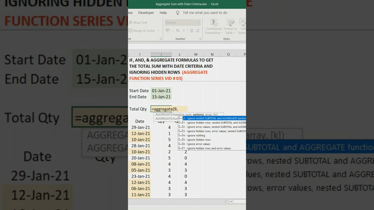 Shorts IF AND AGGREGATE FORMULAS TO GET THE TOTAL SUM WITH DATE shorts-if-and-aggregate-formulas-to-get-the-total-sum-with-date