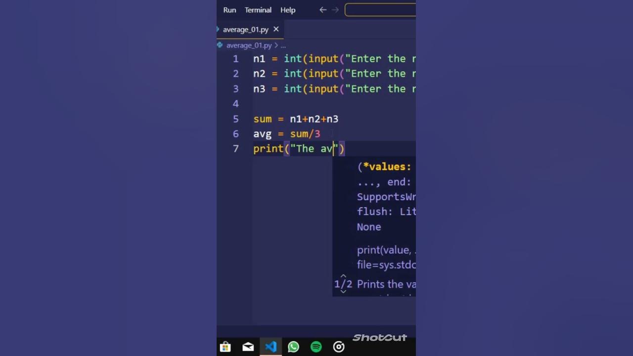 Write A Program To Find Average Of Three Numbers In Python Codm Education Python