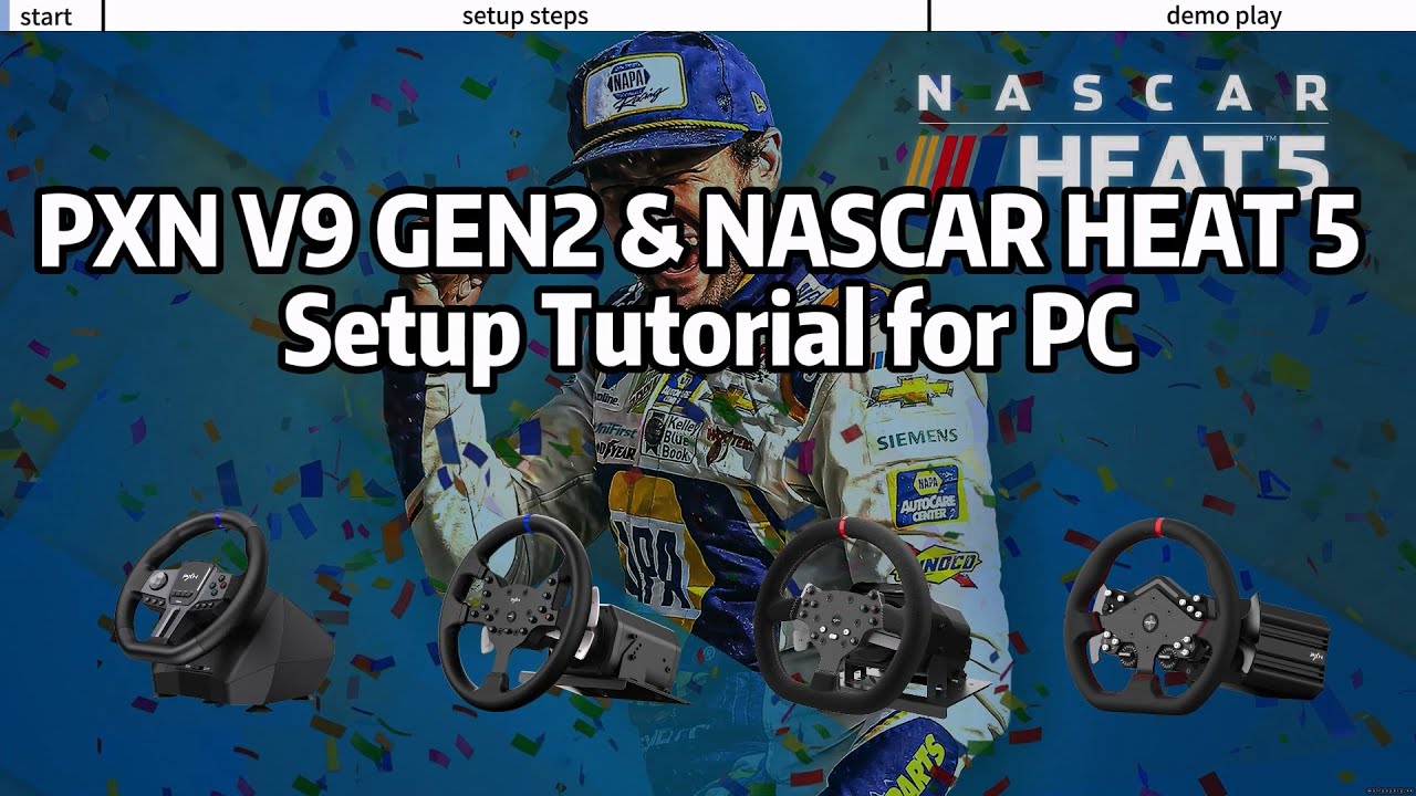 PXN V9 GEN2 Wheel Racing Simulator & PC NASCAR HEAT 5 Setup Tutorial. # ...