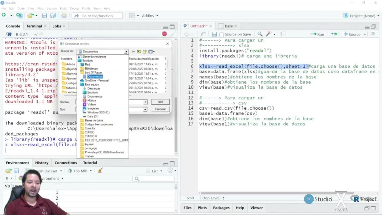 Como abrir un Excel y CSV en R Studio - YouTube