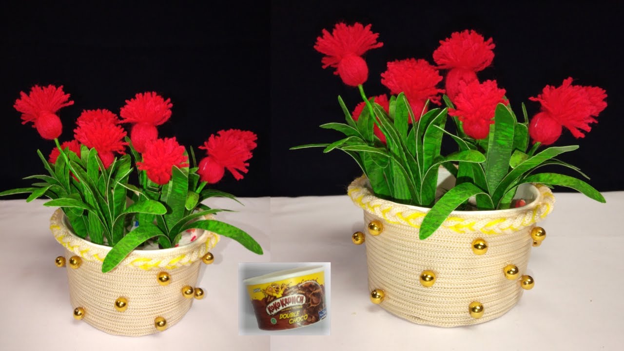 DIY Tutorial Bunga dari Benang Woll // woolen flower craft - YouTube