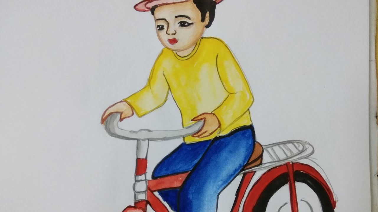 #Nidal_drawing. cycle riding drawing. kids bicycle. kids bicycle review ...