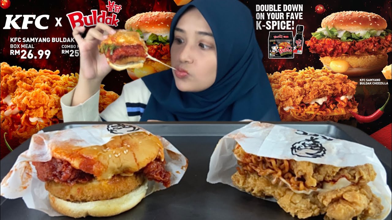 KFC jual SAMYANG pulak dah? SAMYANG BULDAK CHEEZILLA vs SAMYANG BULDAK DOUBLE DOWN [KFC x Buldak ...