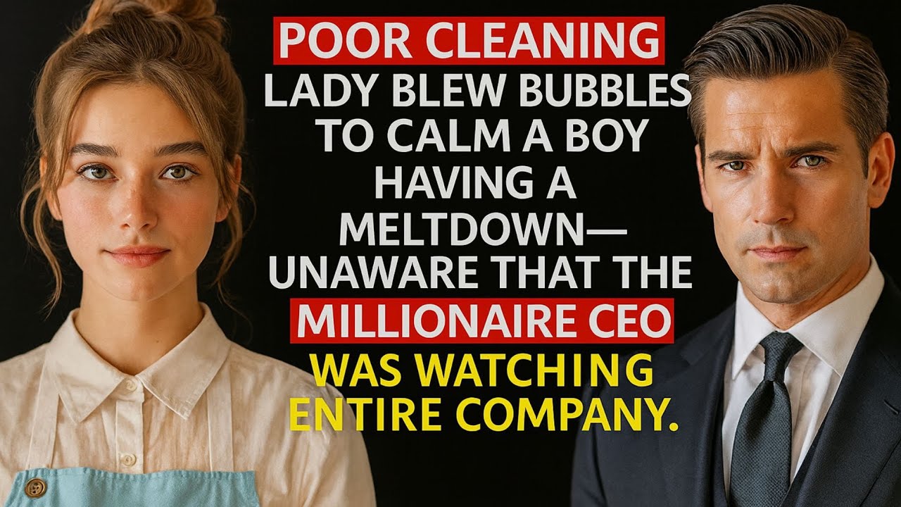 POOR CLEANING LADY blew bubbles to calm a boy unaware that the ...