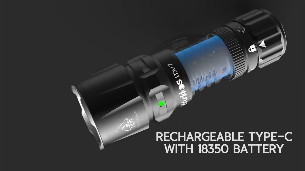 Wurkkos New TD07 Tactical Flashlight, with Tactical Ring, 18350 Battery - YouTube