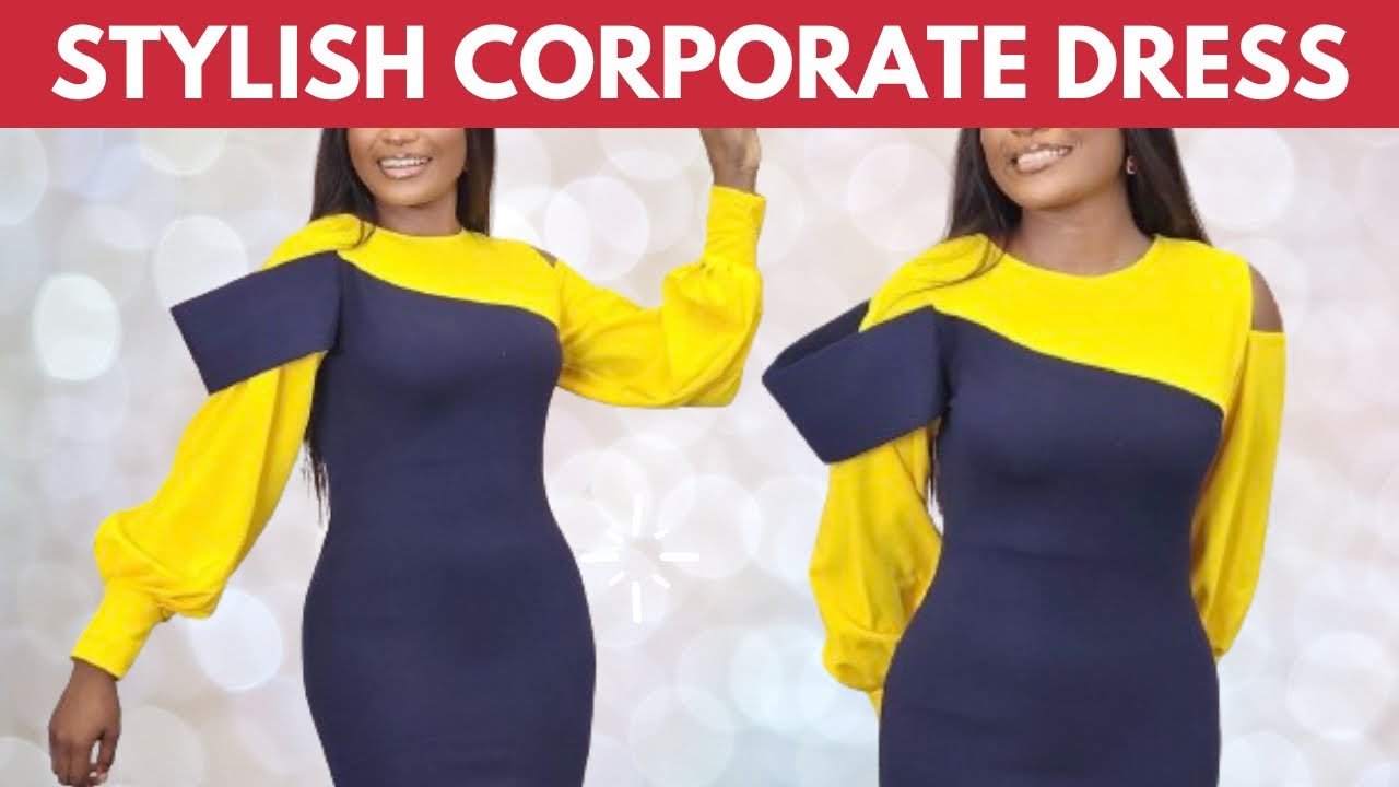 How to Cut & Sew this Stylish Corporate Dress with Asymmetric Yoke ...