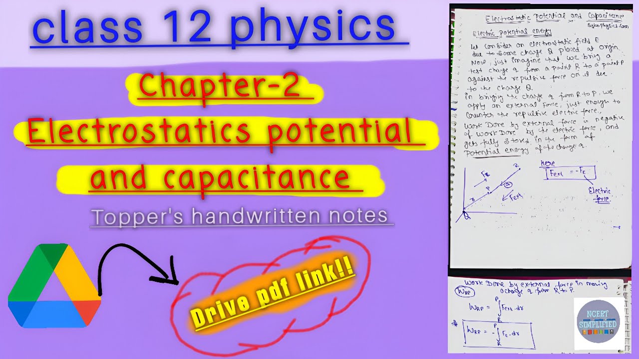 class 12 physics chapter 2 handwritten notes | Electrostatic Potential ...