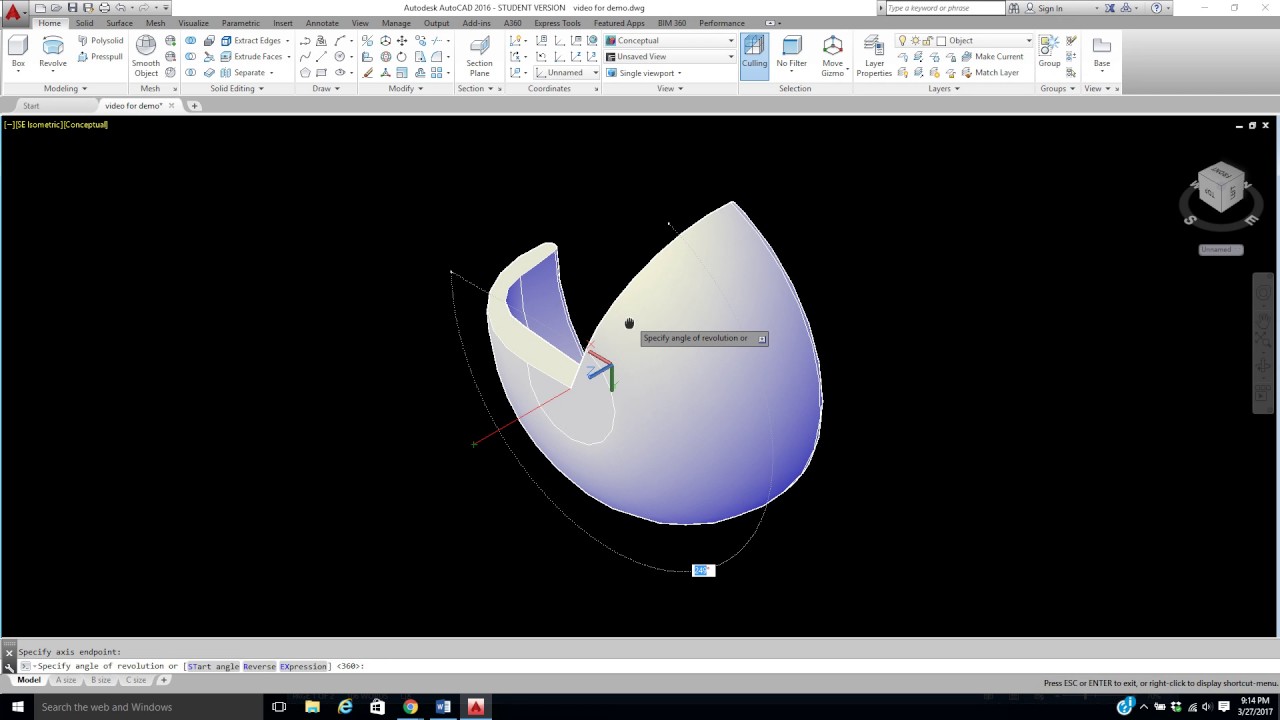 3d Revolve Command Youtube