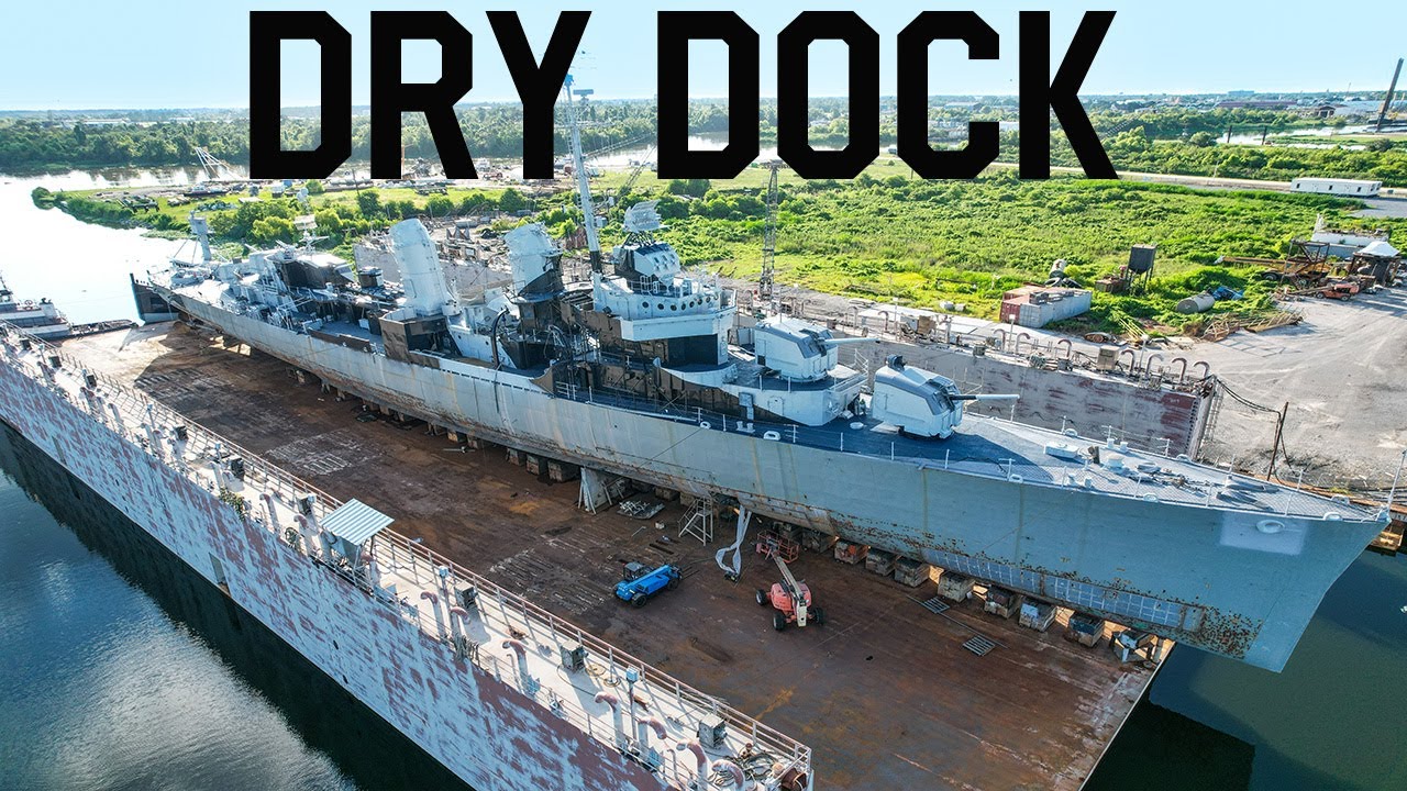 USS Kidd dry dock August 2025 - YouTube