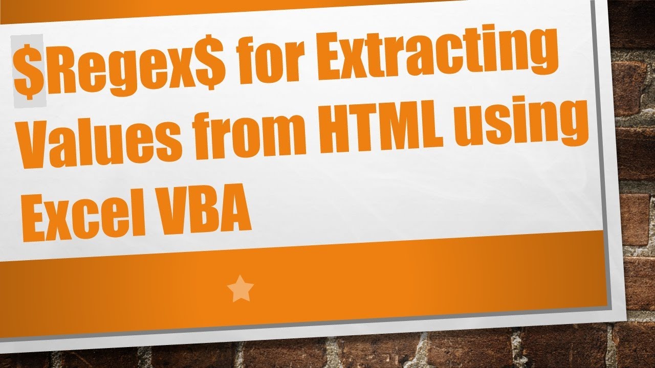 Regex For Extracting Values From Html Using Excel Vba Youtube