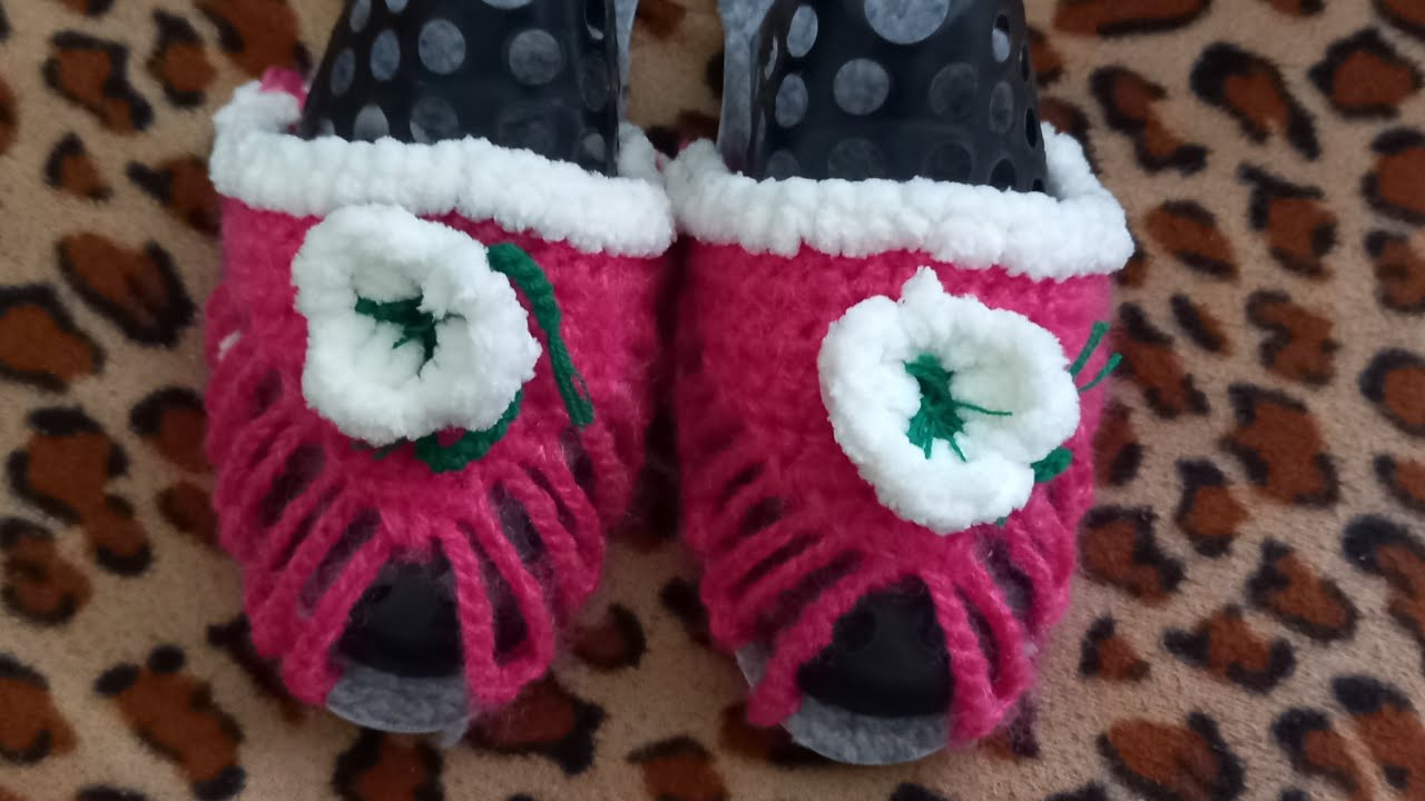 Papuci de casă croșetați.Crochet slippers.Hăkelhausschune.Zapatillas ...