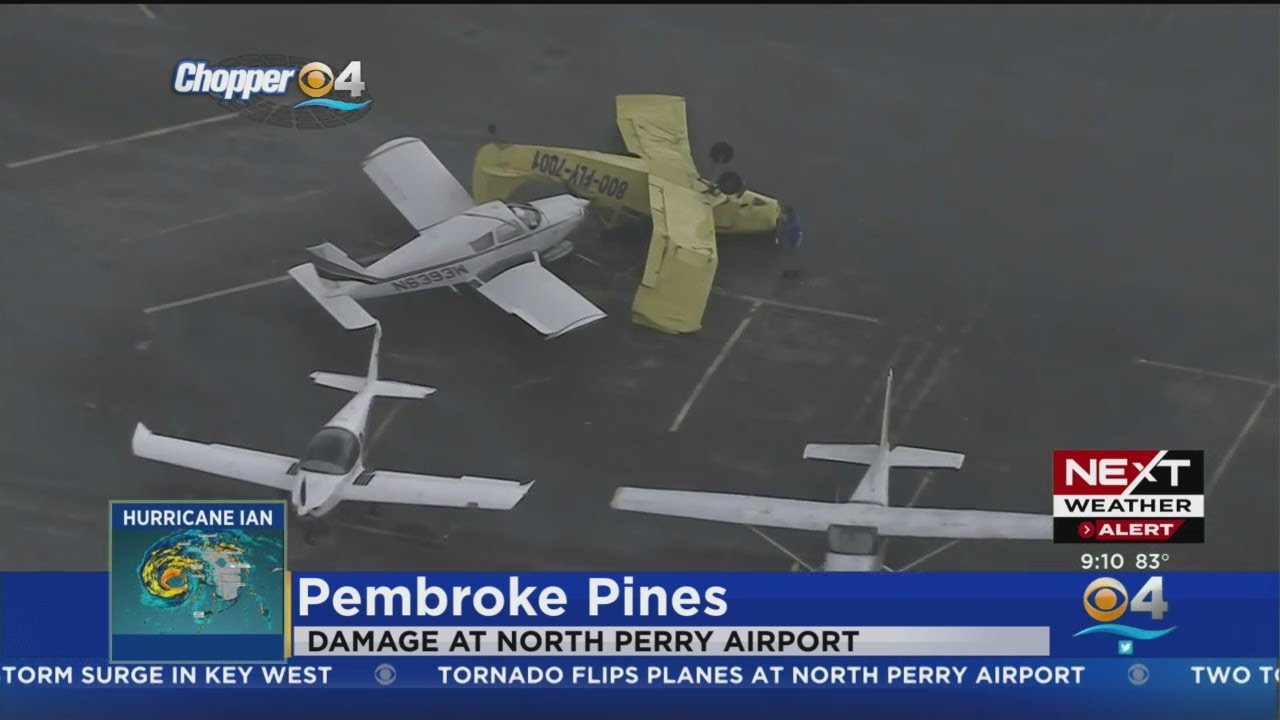 Planes flipped at North Perry Airport by possible tornado - YouTube