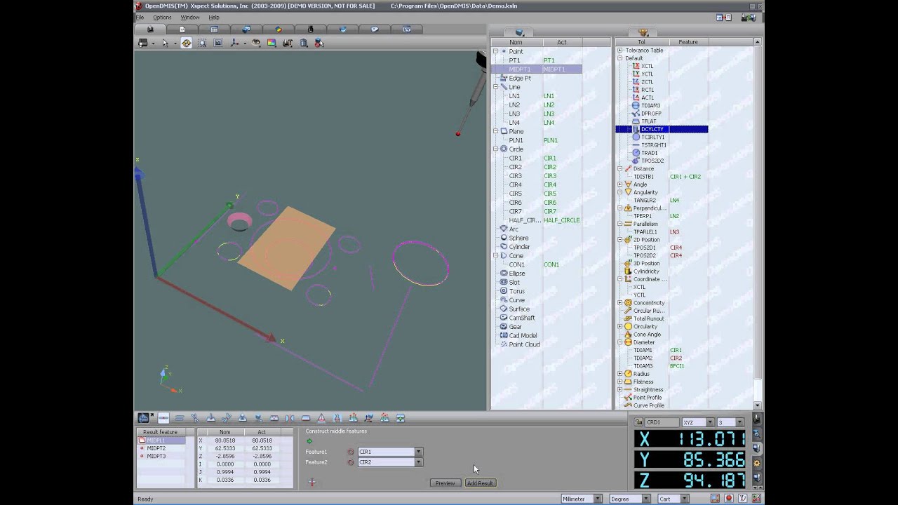 OpenDmis Module 260 Construct middle and intersection point - YouTube