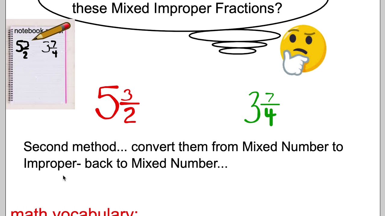 Regrouping sums with Improper Fractions - YouTube