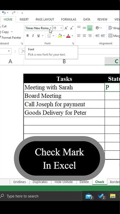 Check Mark In Excel Check Mark In Excel Formula Check Mark Excel Youtube 0035