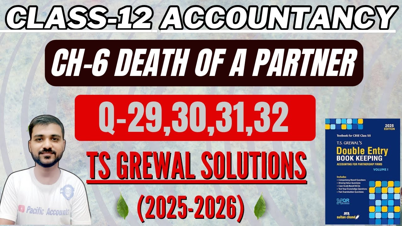 CH 6 DEATH OF A PARTNER CLASS 12 | ACCOUNTS | TS GREWAL | Q-29,30,31,32 ...