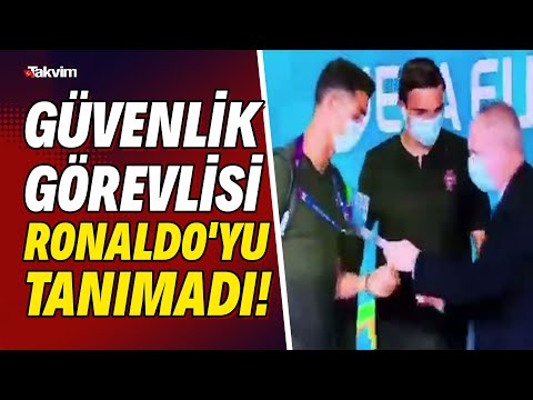 Güvenlik görevlisi Ronaldo'yu tanımadı! Görevli akreditasyon kartını defalarca böyle kontrol etti