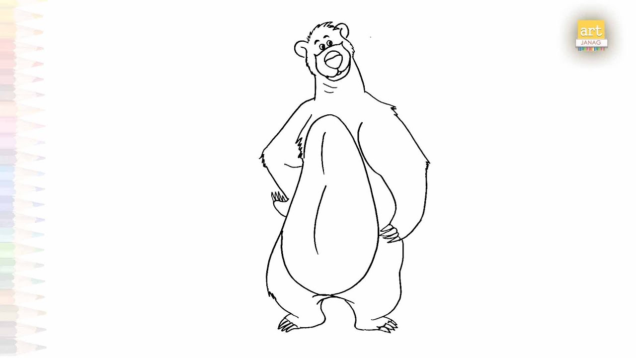 Baloo drawing easy from The Jungle Book | Cartoon sketches | How to ...