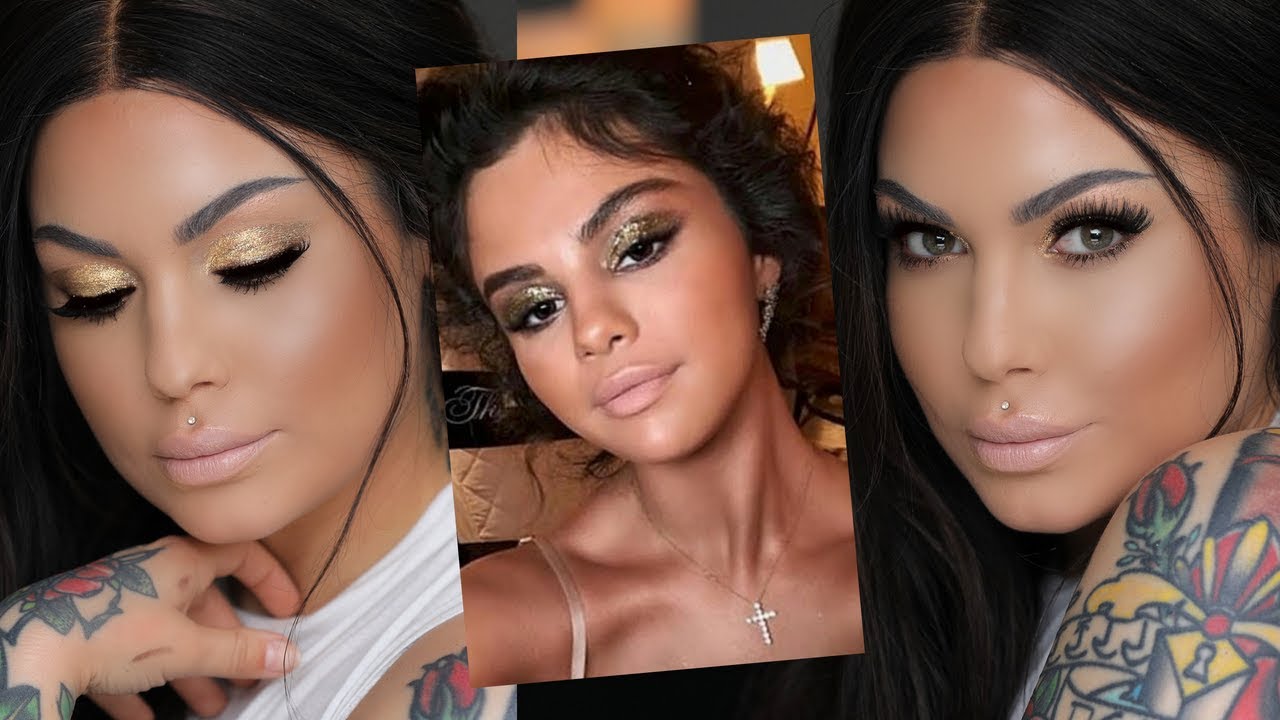 Selena Gomez Met Gala Inspired Makeup Tutorial | Gold Glitter Eyes ...