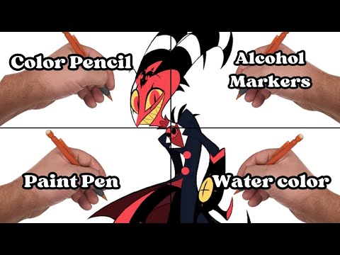 Drawing Blitzo - Helluva Boss - 4 Different Mediums! - YouTube