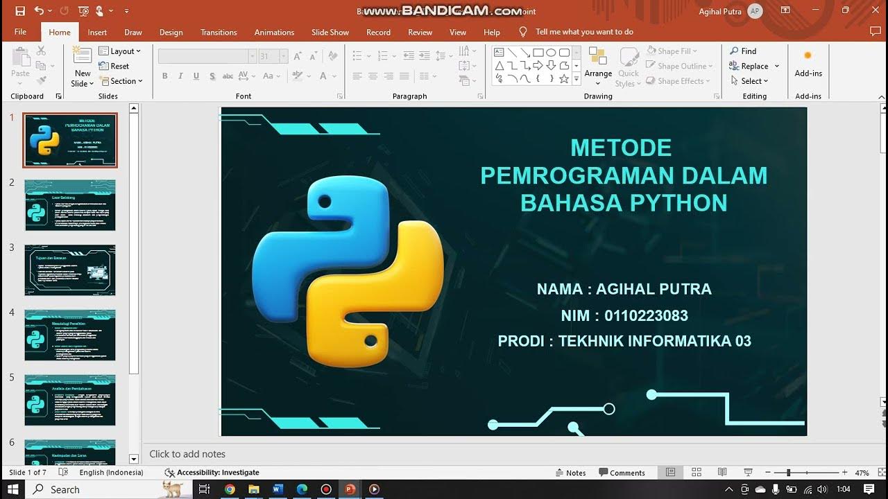 Presentasi Tugas 14 Bahasa Indonesia ( Metode Pemrograman dalam Bahasa Python ) - YouTube