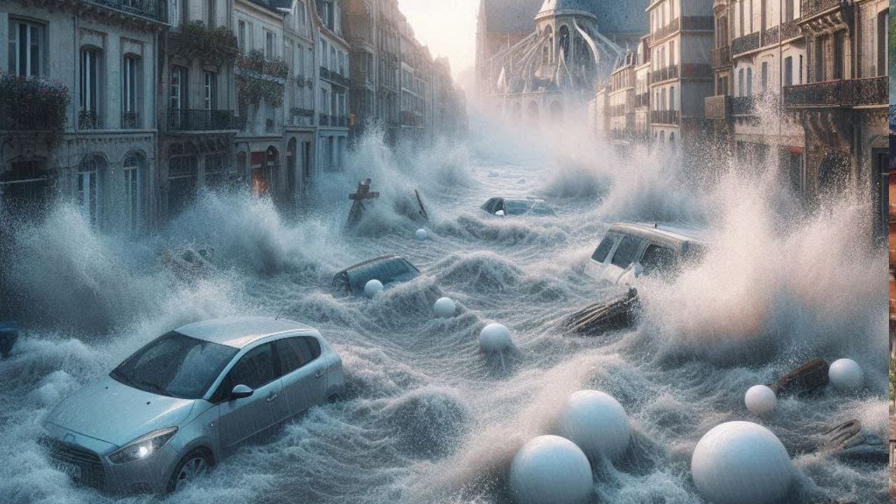 The sky does not spare France: powerful hail covers Paris - YouTube