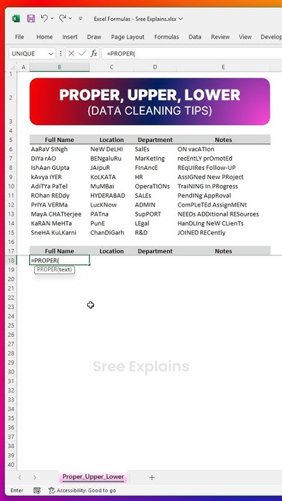 🤩 Proper (), UPPER (), Lower () Formula in #excel #exceltips #exceltutorial - YouTube