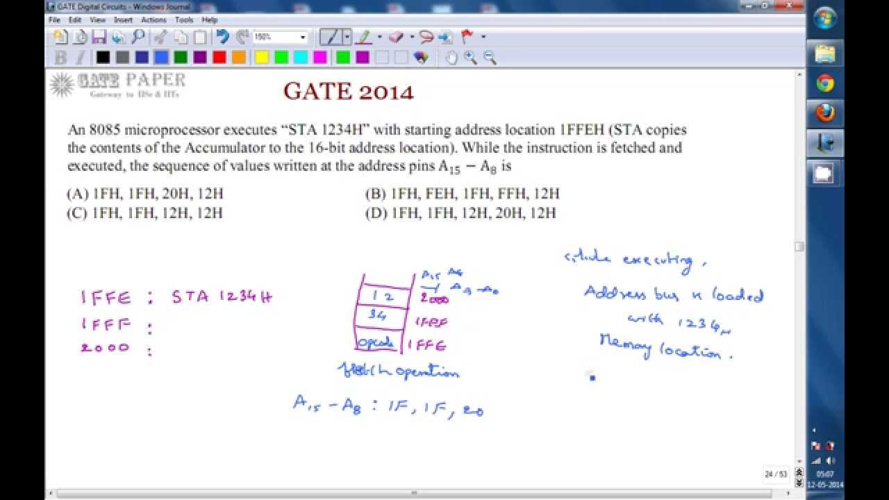 GATE 2014 ECE STA 1234H, 8085 microprocessor - YouTube