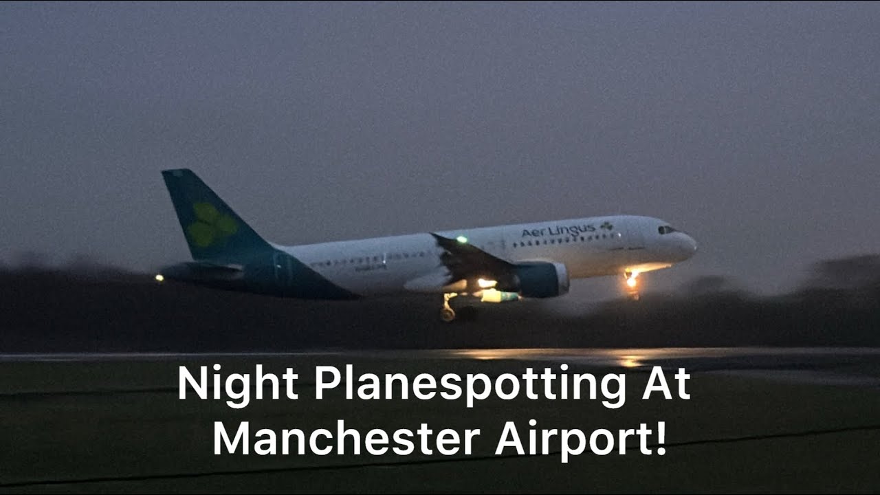 Under the Moonlight ️: Stunning Night Landings at Manchester Airport ...