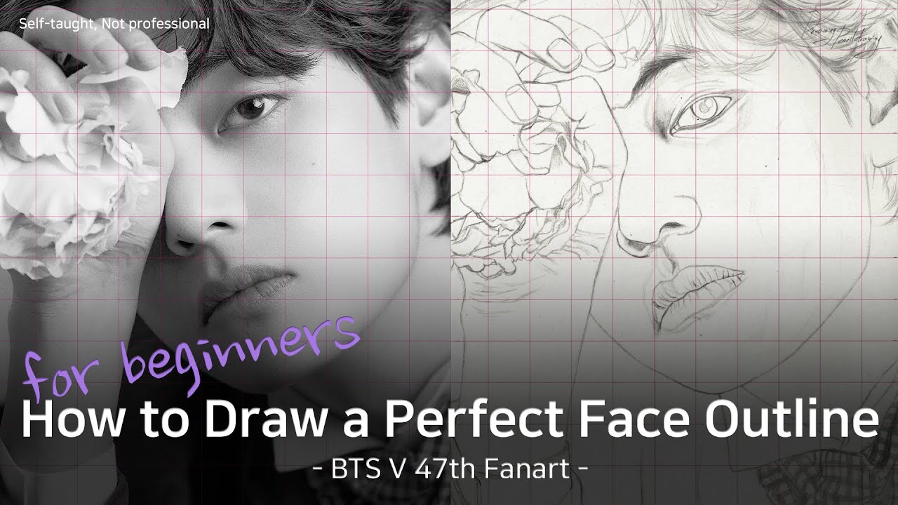 How to Draw a Perfect Face Outline for Beginners(with a grid) / BTS V ...