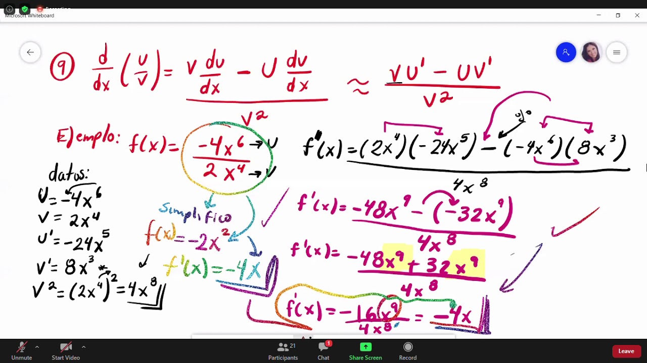 Derivadas (u/v)/v2 - YouTube