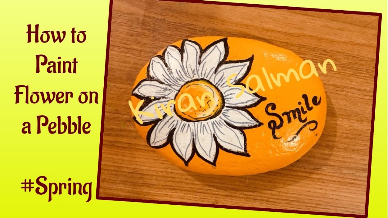 How to Paint Flower on a Pebble || Painting Pebble || Pebble Art ...