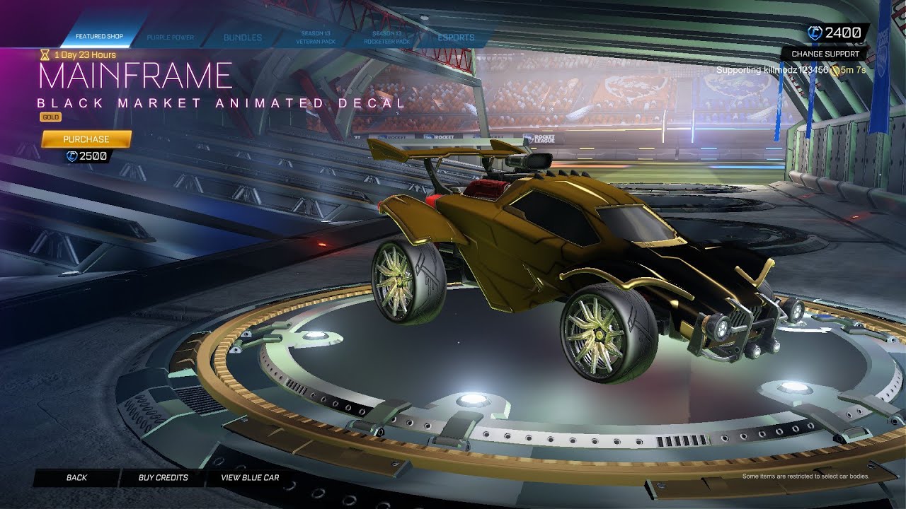 Rocket League Itemshop *Black Market* GOLD Mainframe Animated Decal ...