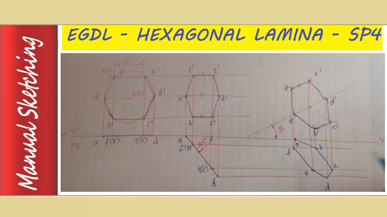 EGDL | MANUAL SKETCHING | HEXAGONAL LAMINA | VP | CORNER | DIAGONAL ...