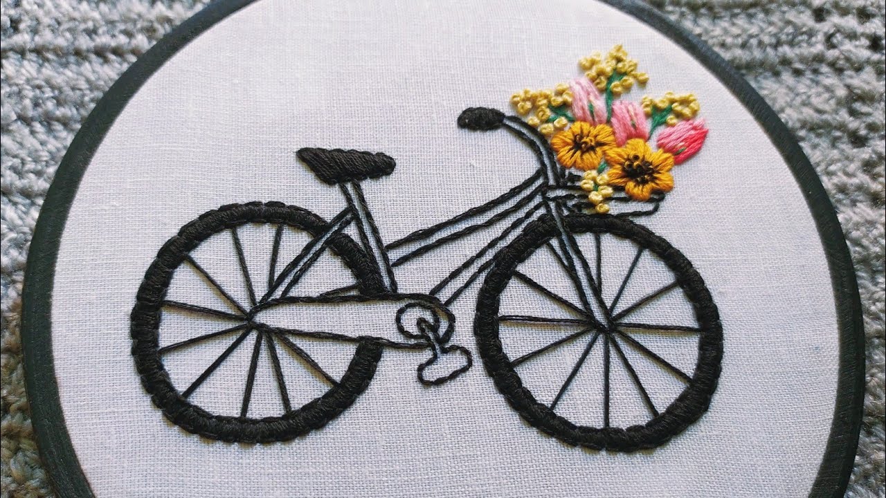 Beginners Hand Embroidery Bicycle🚲|| Creative Embroidery Art ...