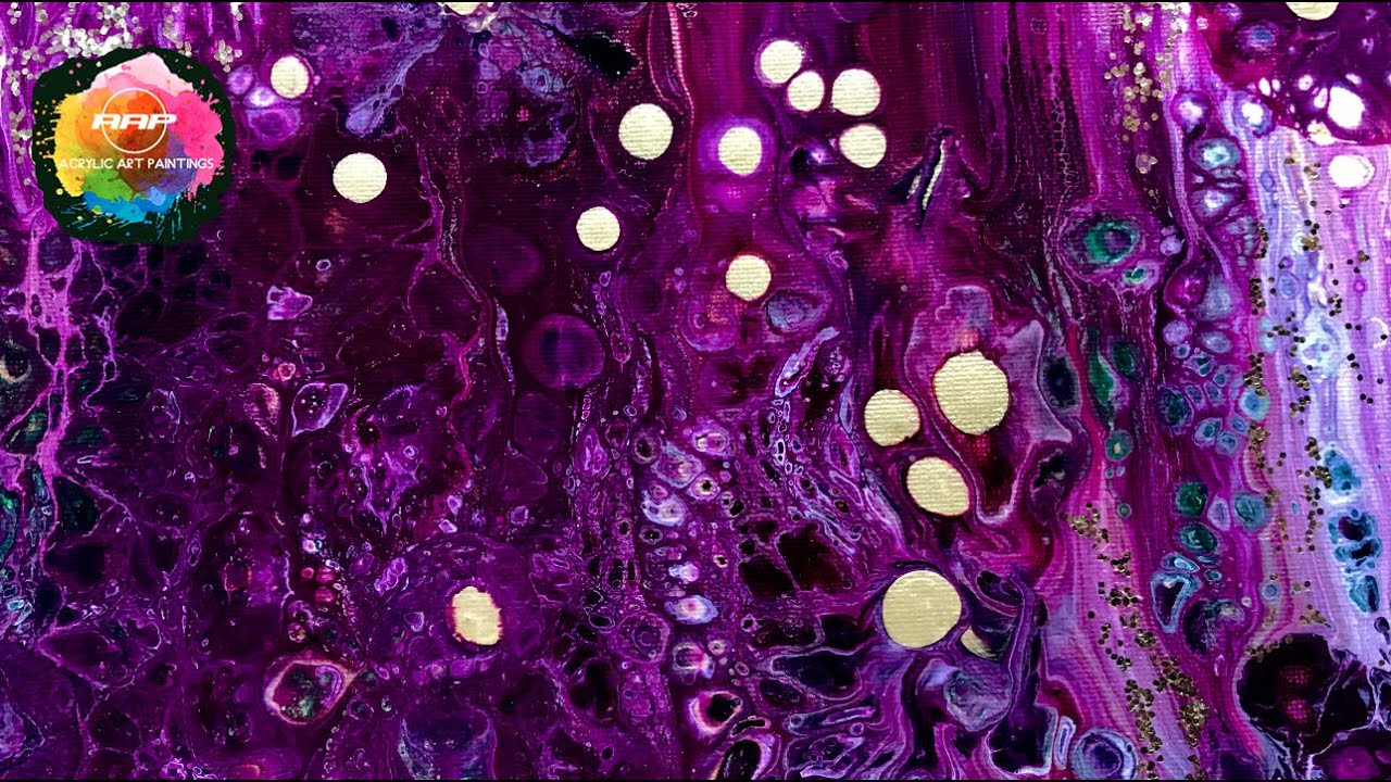 Swipe with Gold Acrylic Art Pouring Painting Technique Tutorial. (194 ...