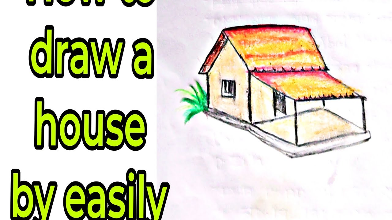 How to draw A Village House /Hut step by step ||Very easy drawing ||art ...