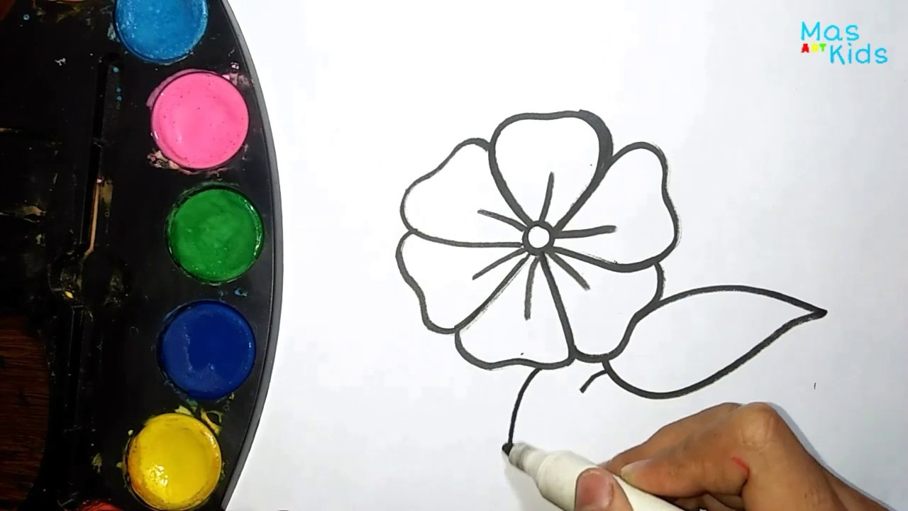 Belajar Menggambar Bunga Cantik dan Mewarnai Untuk Anak Anak - YouTube