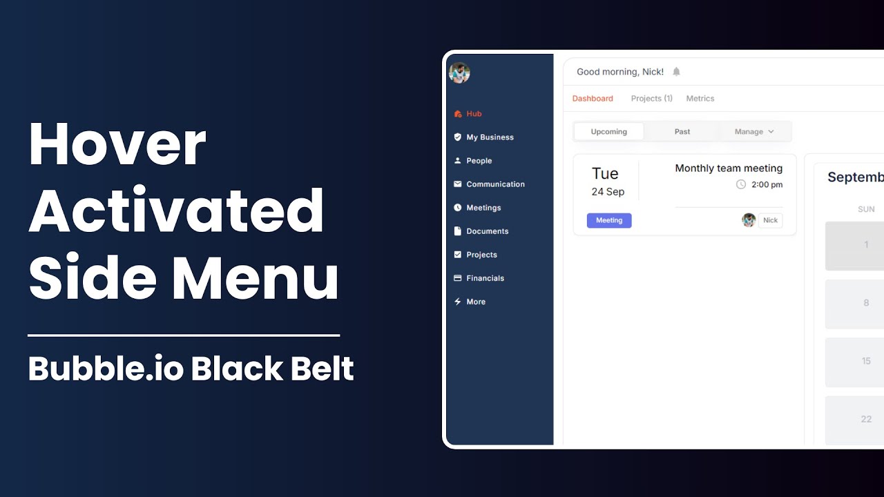 Bubble.io - Hover Activated Side Menu - YouTube