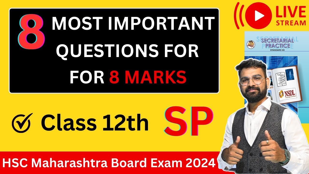 8 Most Important Questions For 8 Marks | SP Class 12th | HSC Board Exam ...