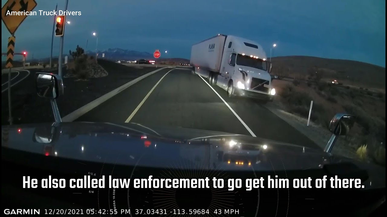 Big rig lost control and barrels across median into barrier ...