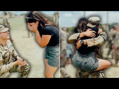He Proposed the Second He Landed | Emotional Military Homecomings