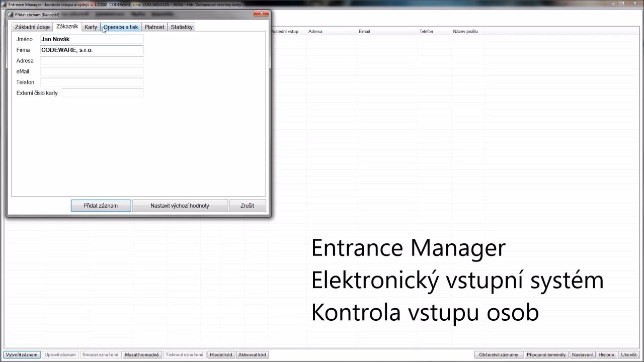 Entrance Manager – řízení vstupu a výdejů - YouTube